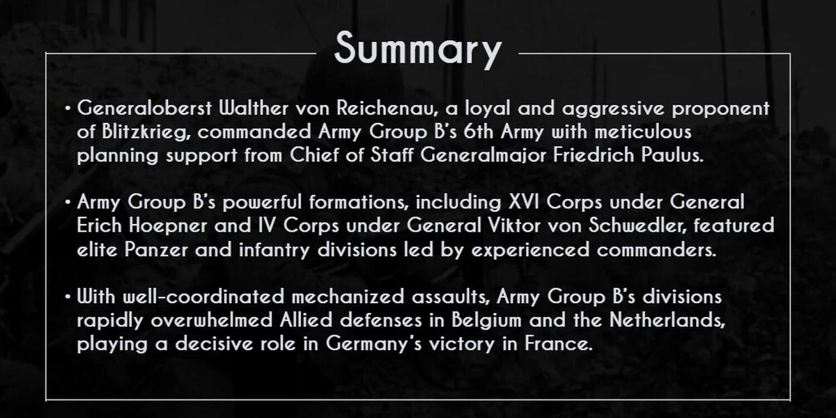 Army Group B / Axis order of battle / Battle of France / Western Front ...