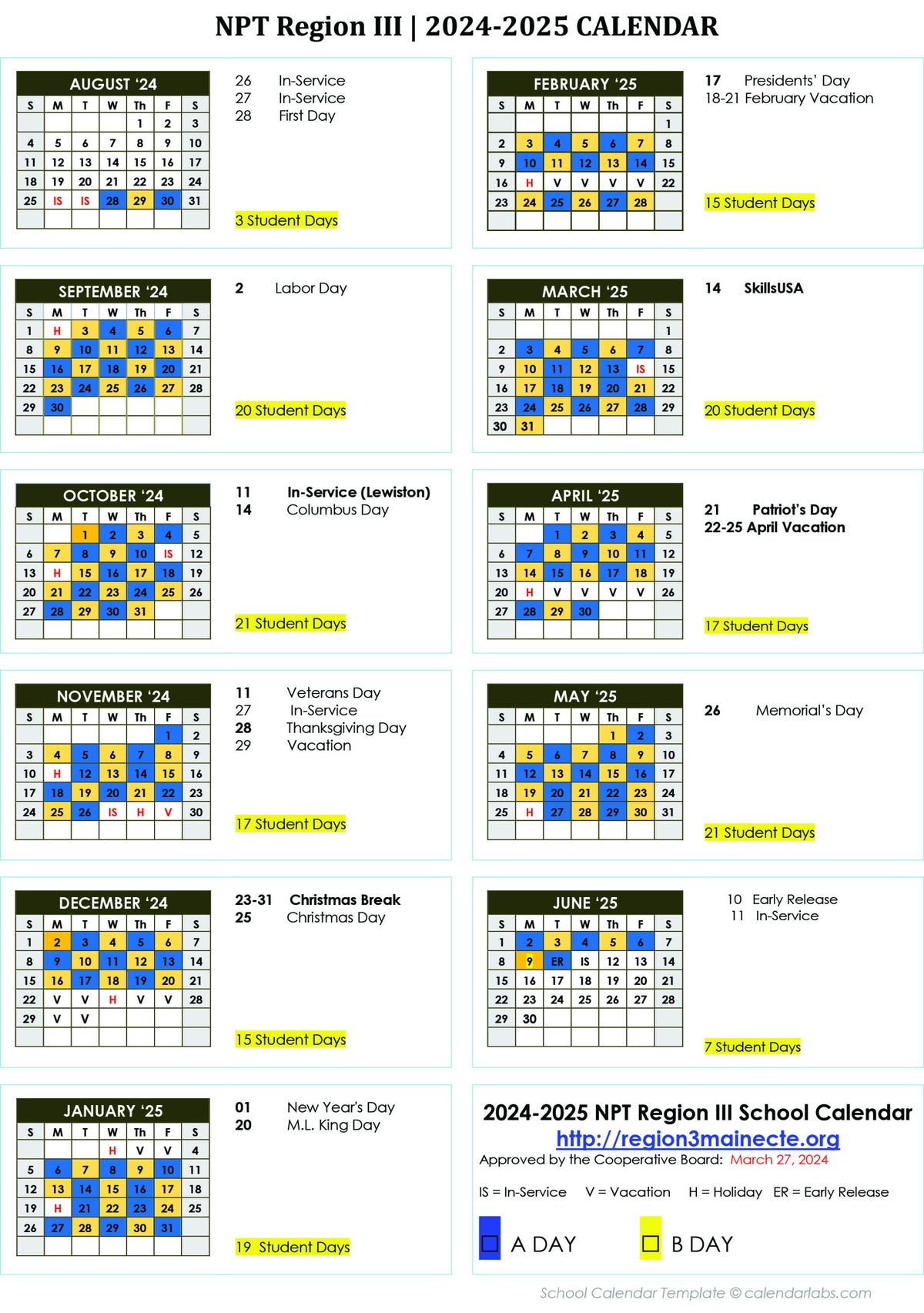 Calendar / Student Life | www.nptregioniii.com