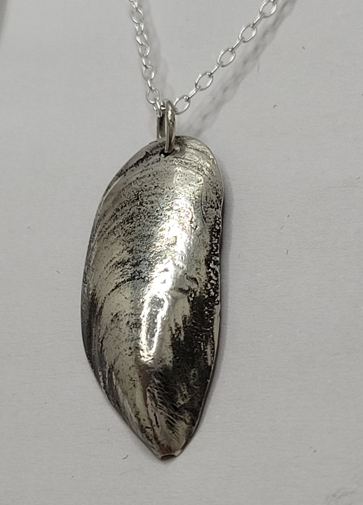 Pure Silver Half Mussel Shell Pendant | Flotsam Jewellery