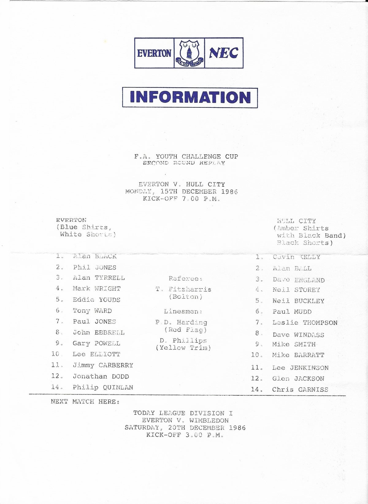 1986-87 | Everton in the FA Youth Cup
