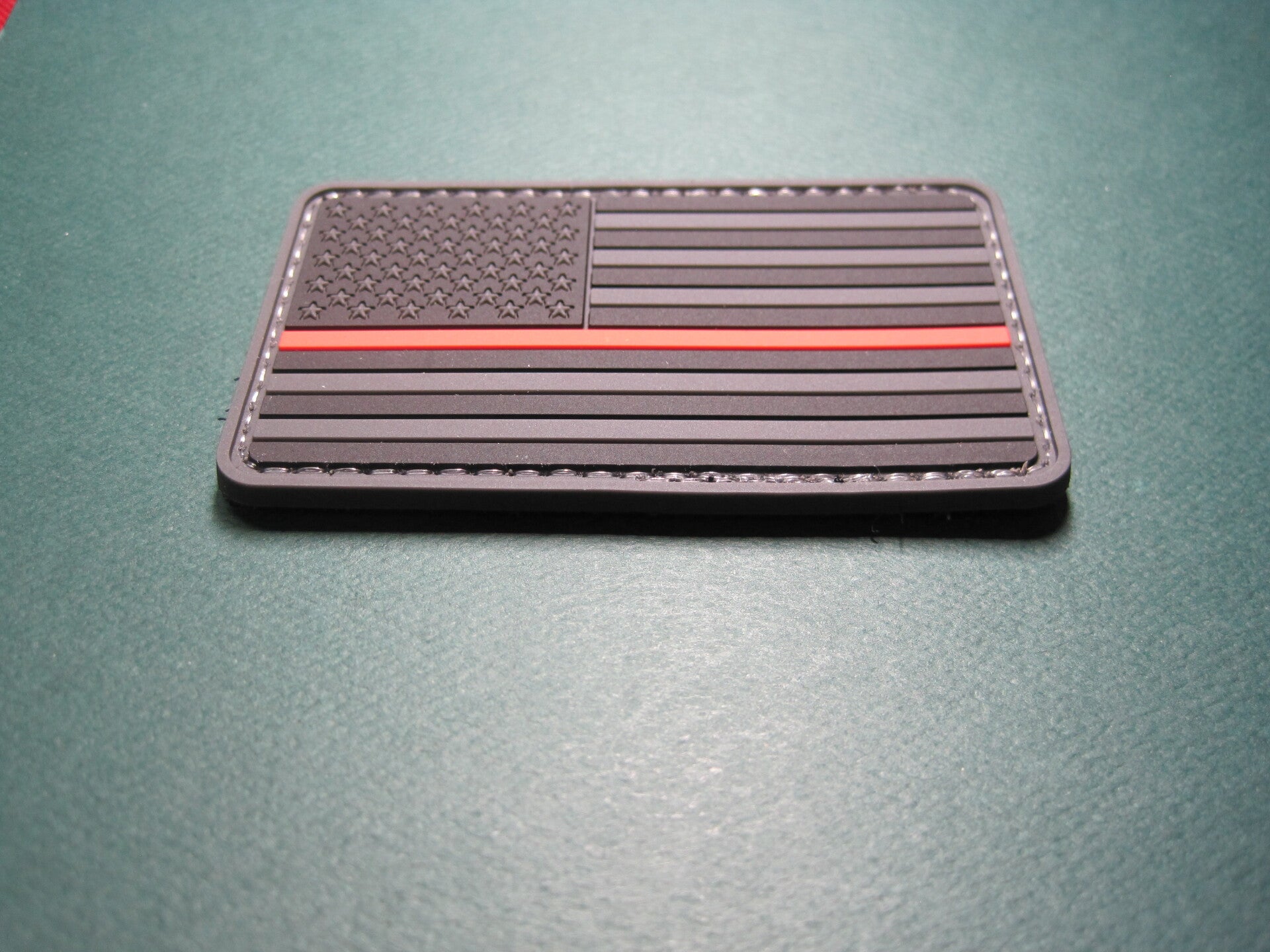 FIREFIGHTER RED LINE U.S. FLAG PATCH SUBDUED HOOK BACK | MORALE PATCH MANIA