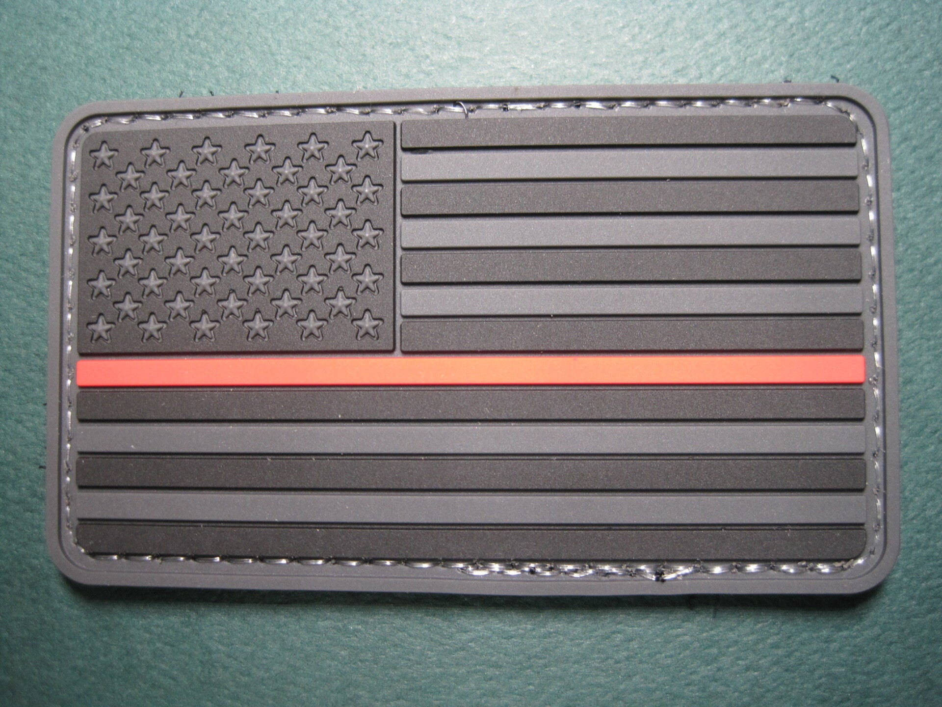 FIREFIGHTER RED LINE U.S. FLAG PATCH SUBDUED HOOK BACK | MORALE PATCH MANIA