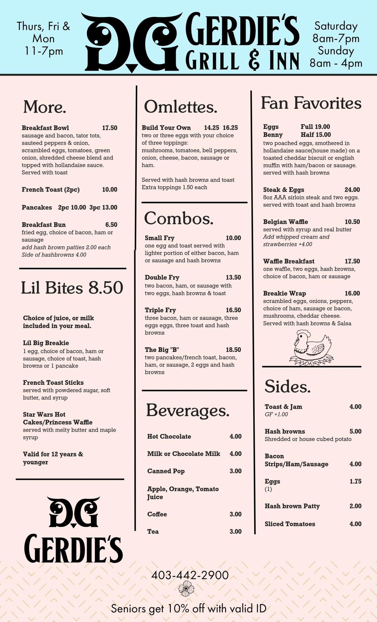 Menu | Gerdie's Grill and Inn