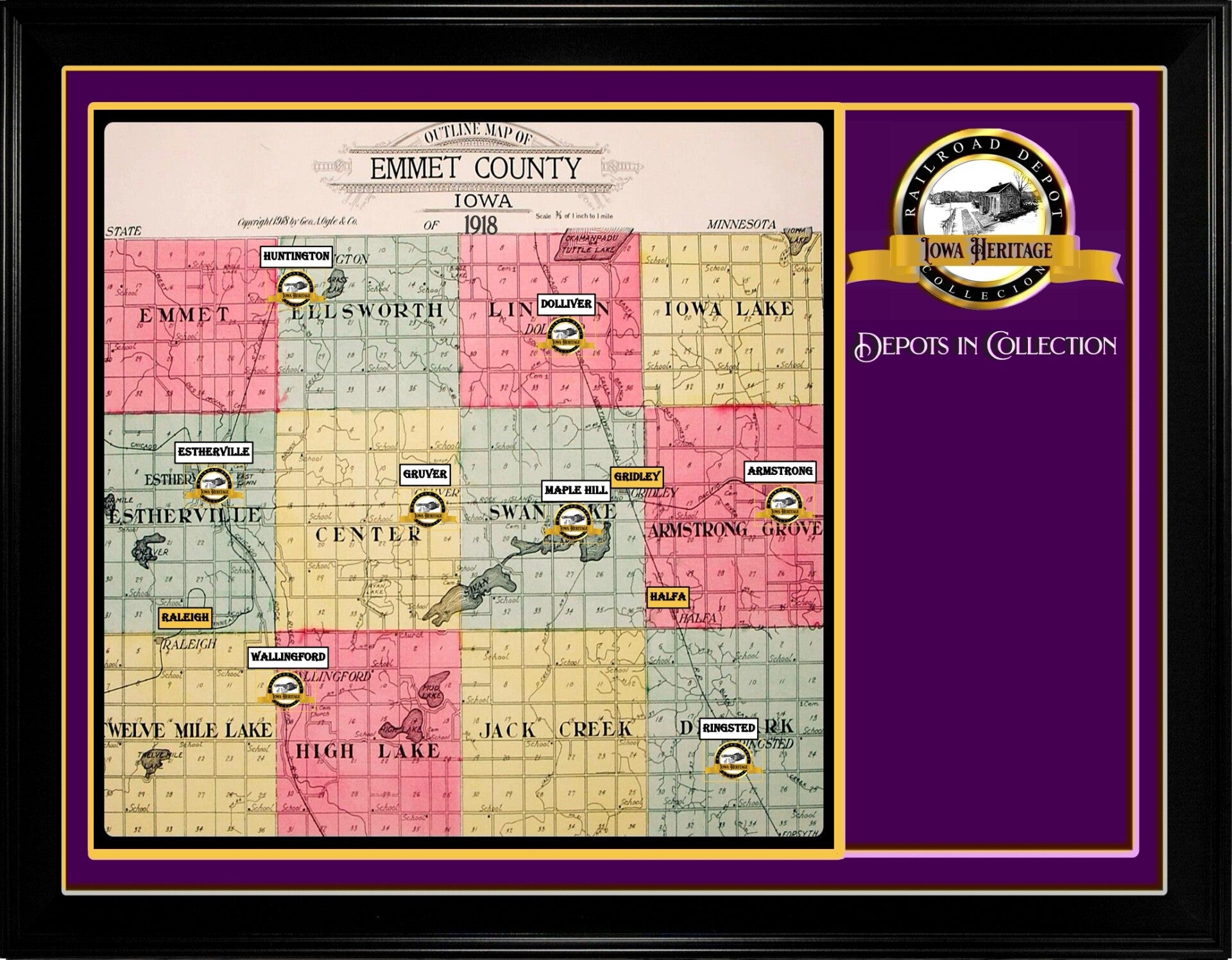 COUNTY WIDE MAP ( WITH DEPOT LOCATIONS ) / MAPS | IOWA HERITAGE ...