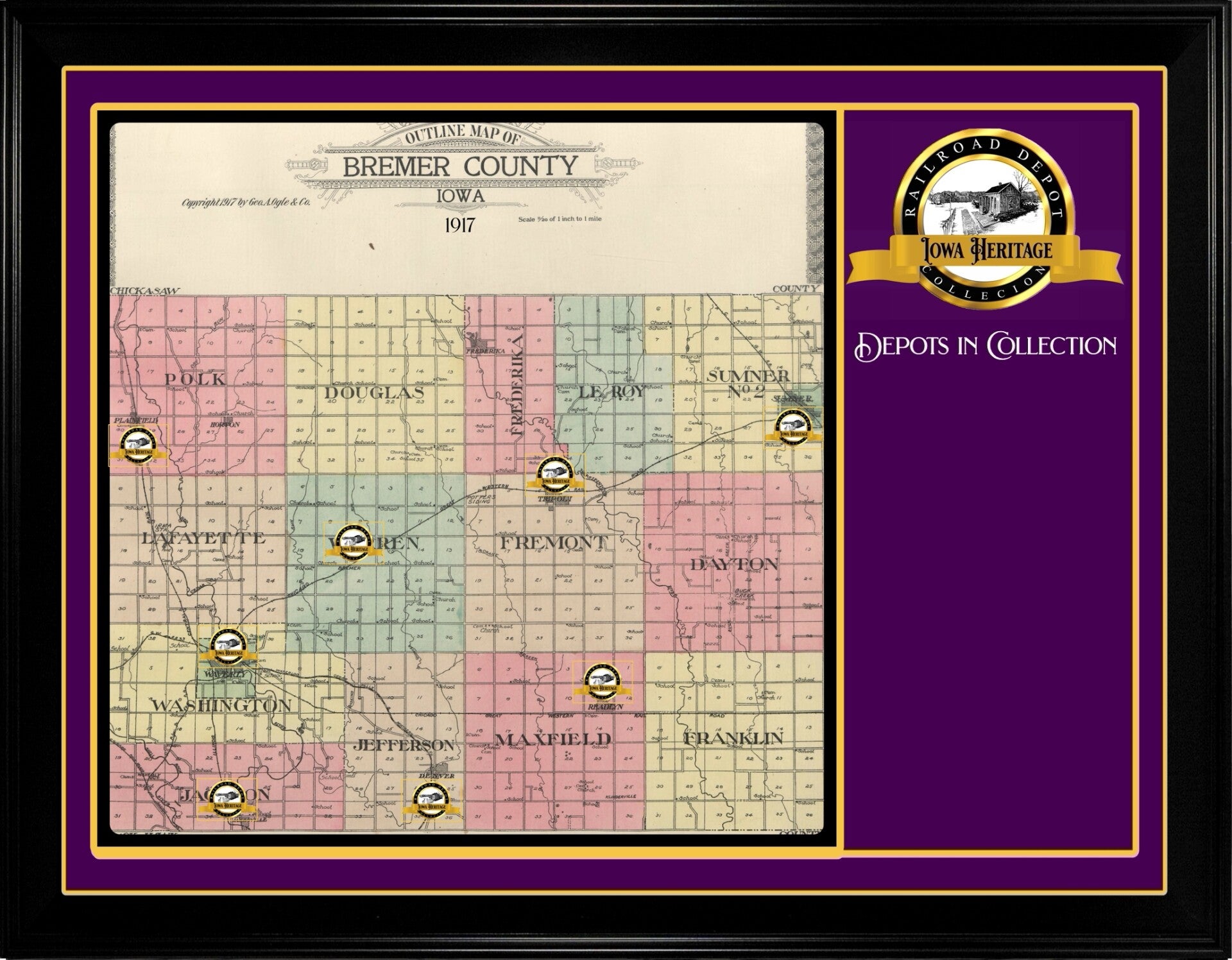 COUNTY WIDE MAP ( WITH DEPOT LOCATIONS ) / MAPS | IOWA HERITAGE ...