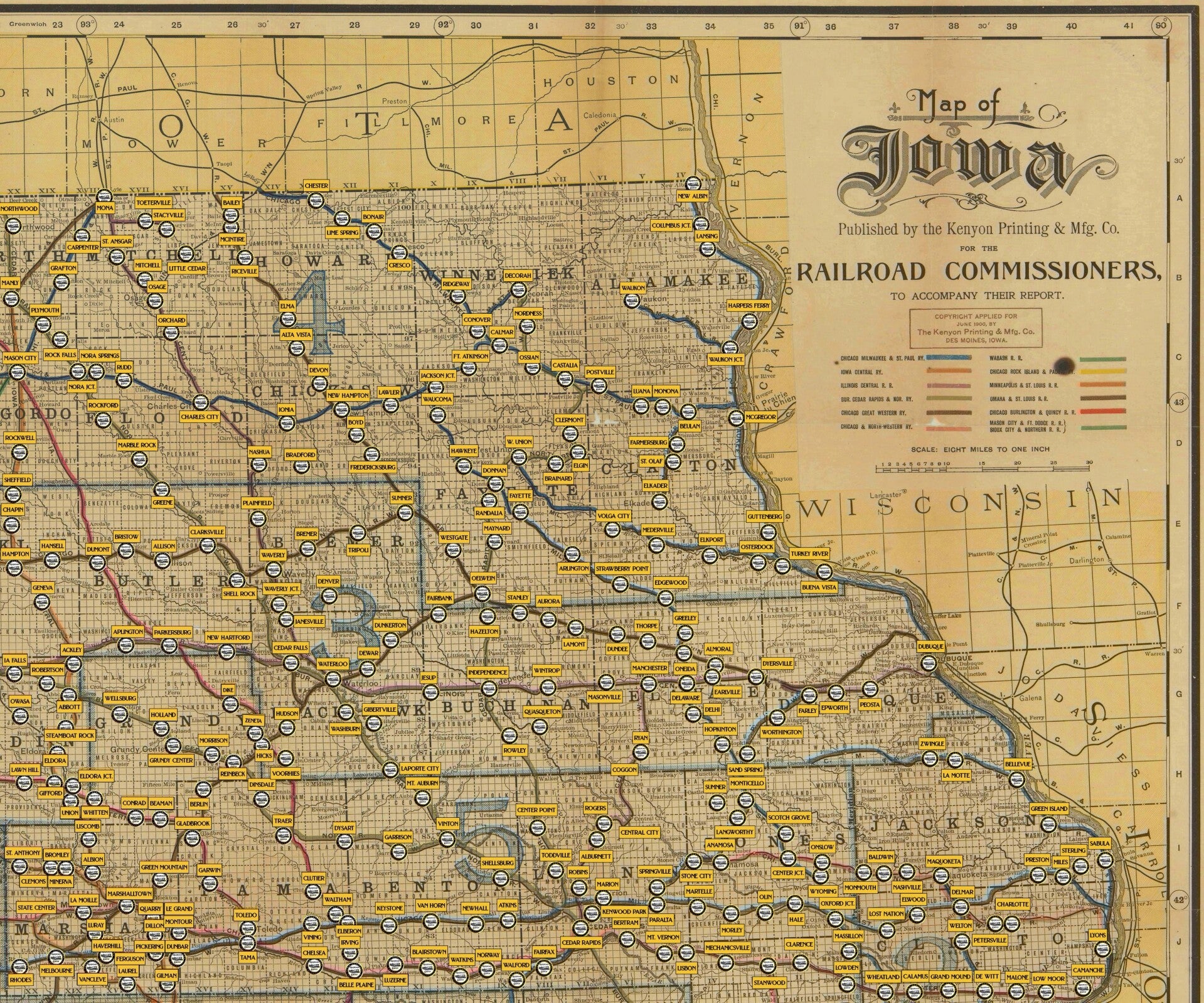 IOWA RR MAP 1900 / MAPS | IOWA HERITAGE RAILROAD DEPOT COLLECTION
