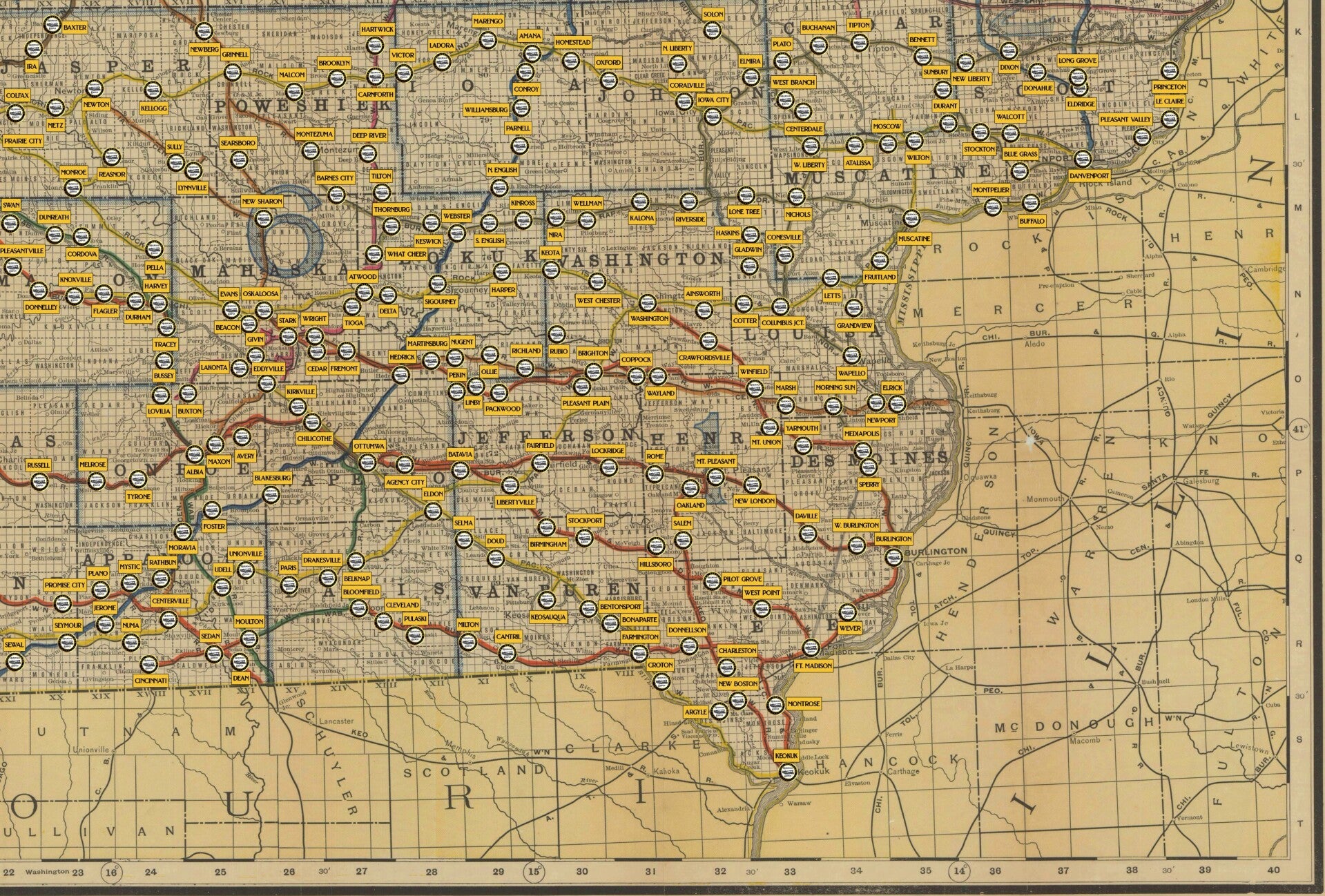IOWA RR MAP 1900 / MAPS | IOWA HERITAGE RAILROAD DEPOT COLLECTION