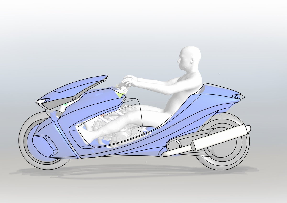 Last Step before the full scale tape drawing / Recumbent Motorcycle ...