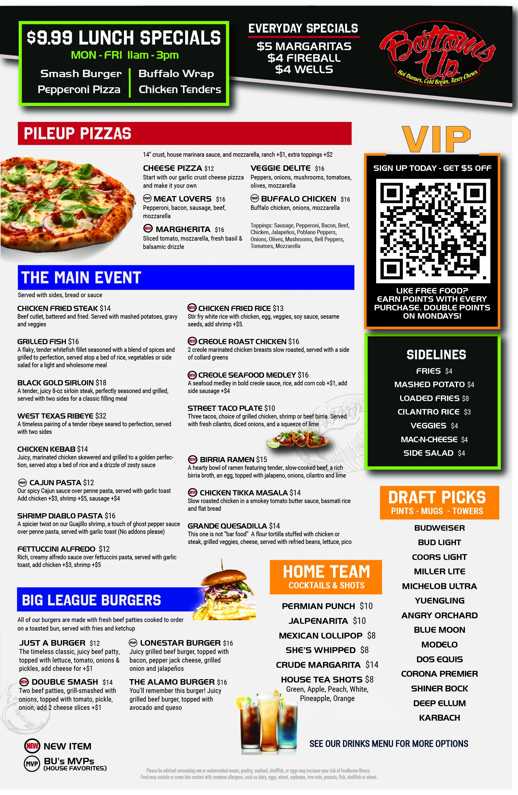 FOOD MENU | BOTTOMS UP BAR AND GRILL