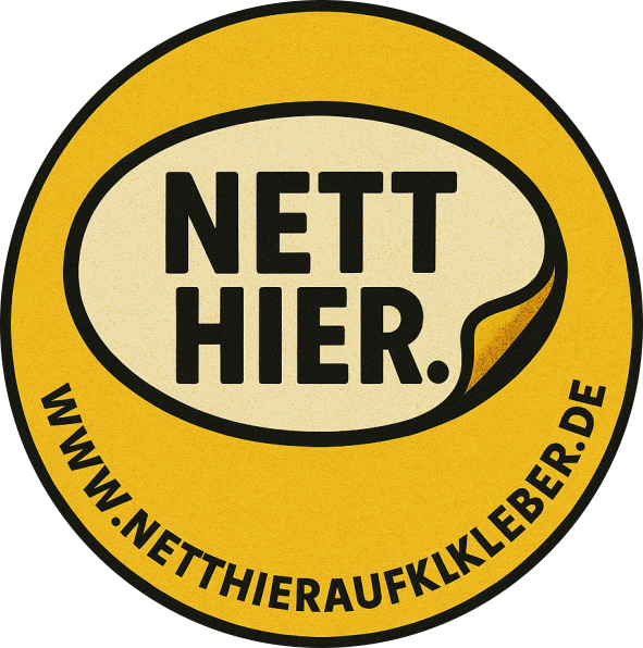 Nett hier Aufkleber – selber gestalten & stylen im coolen Editor