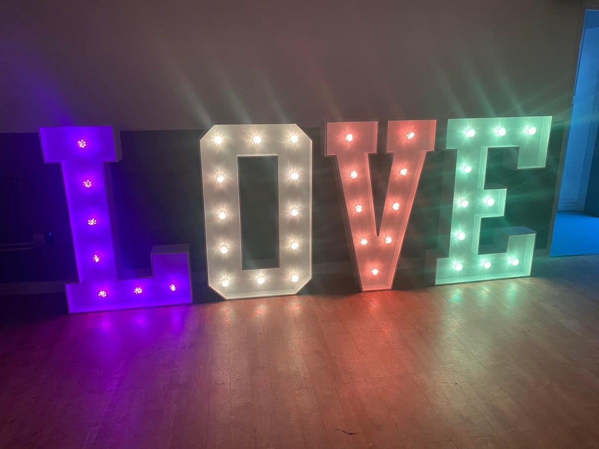 LED LOVE LETTERS LIGHTS HIRE | The Grange Venue Peterborough & Marquee Hire