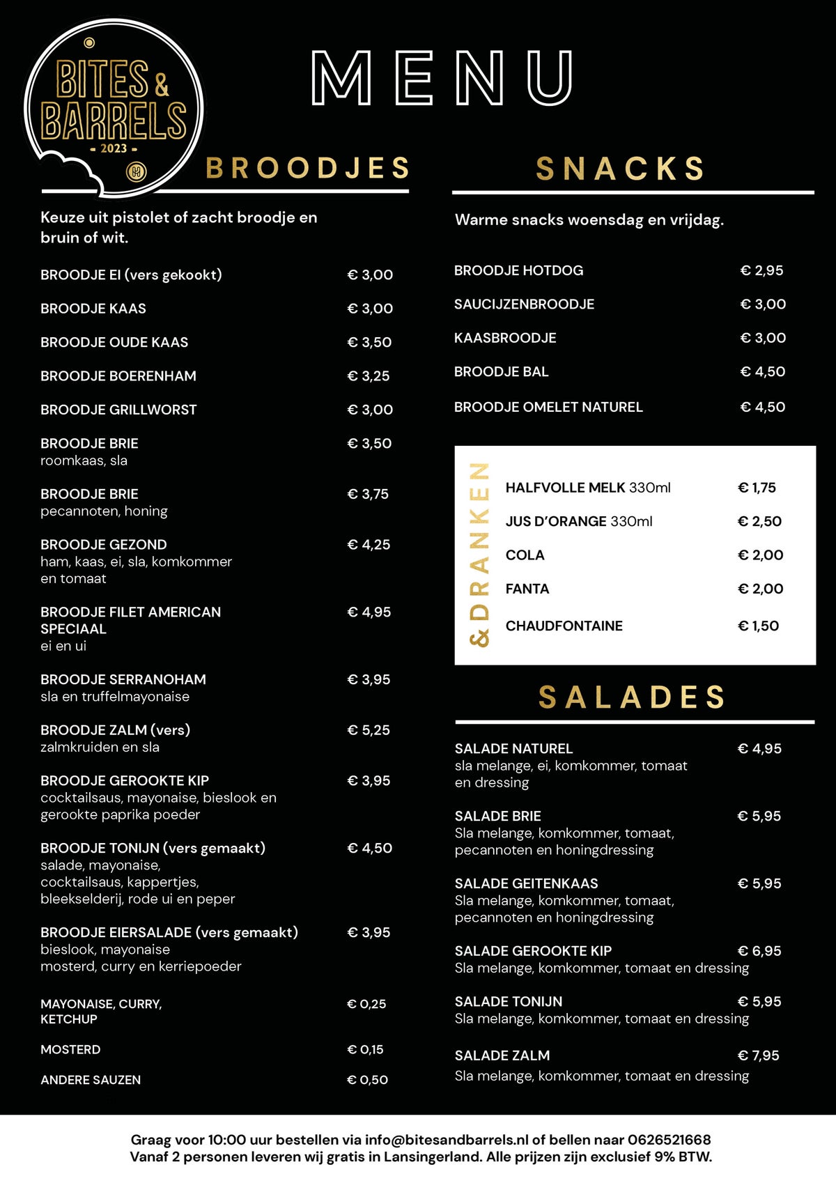 Menu | Bites & Barrels