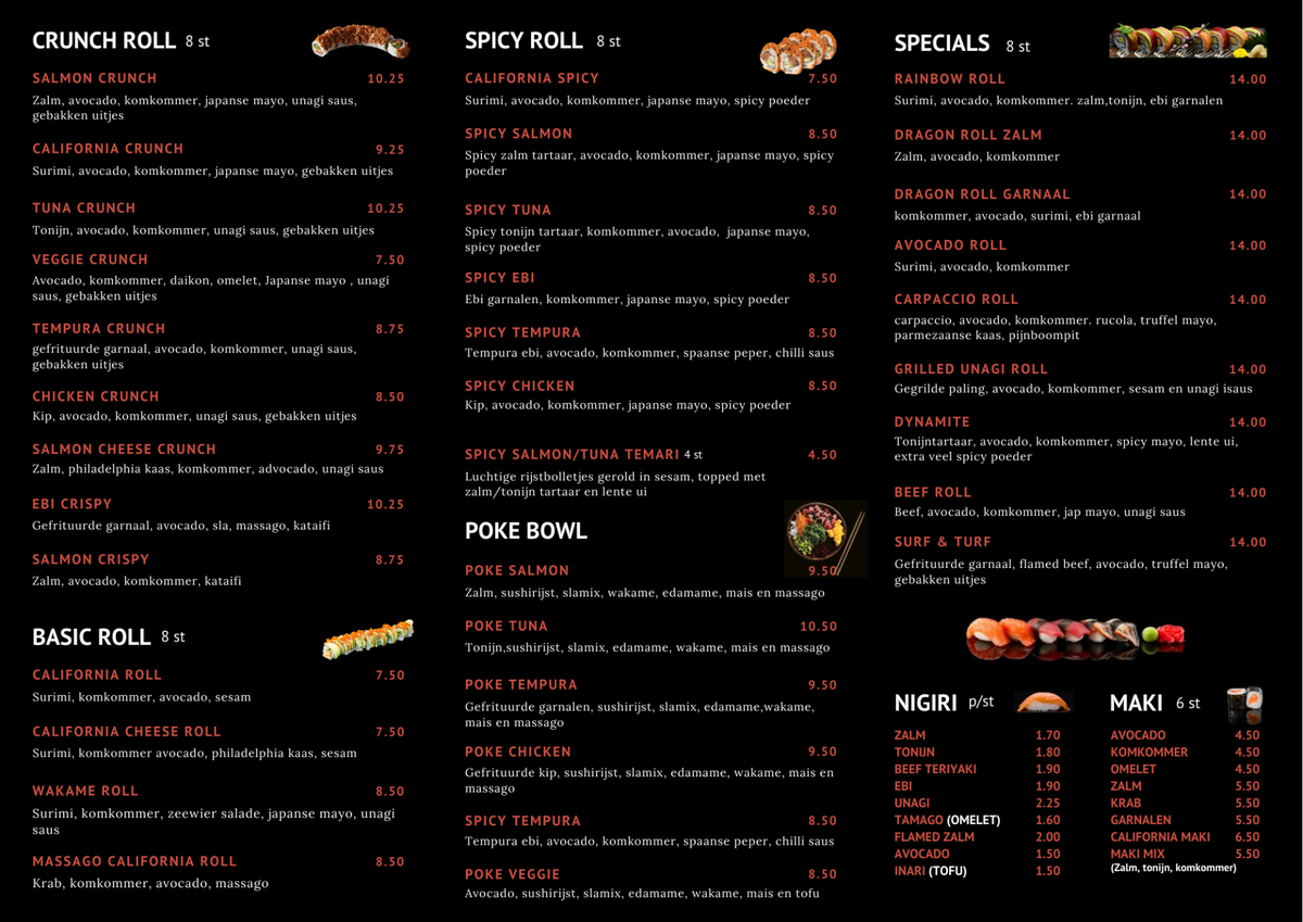 MENU | OOH Sushi