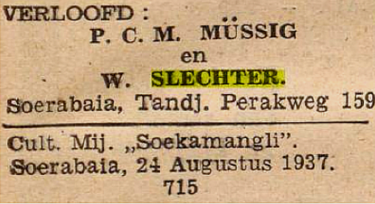 24-08-1937: Verloofd met PCM Müssig / Donggala, School, Werk ...