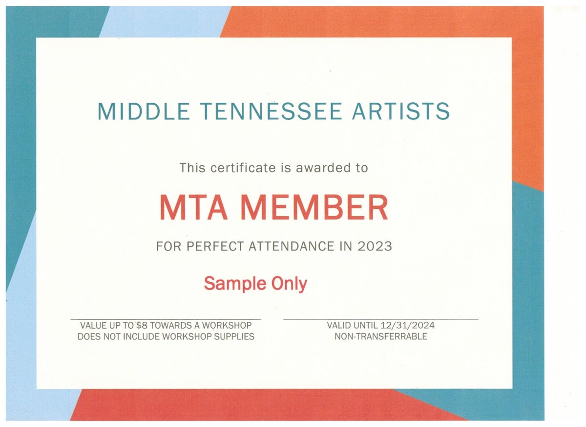 September 2024 Certificate for this class only! | Middle Tennessee Artists
