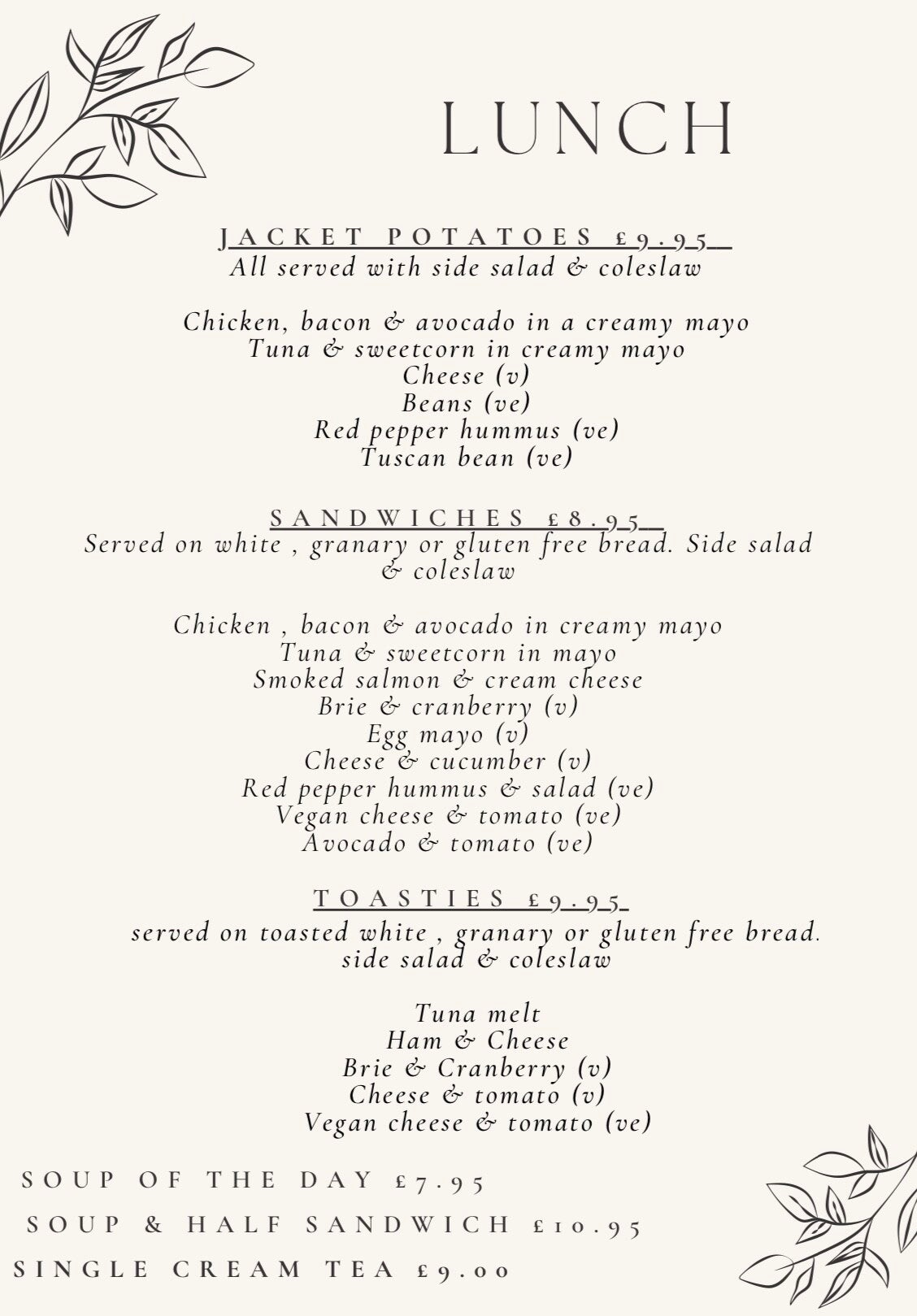 Breakfast & Lunch Menus | Merrymeade Tea Room