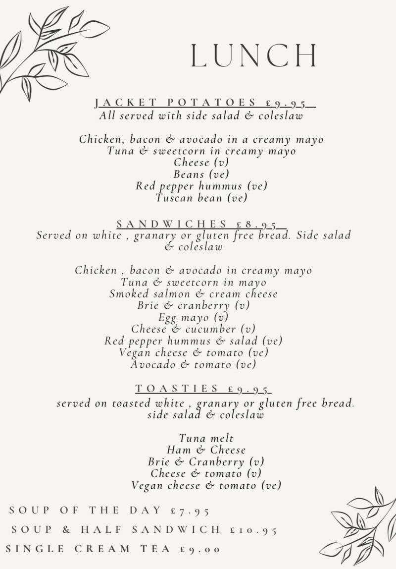Breakfast & Lunch Menus | Merrymeade Tea Room