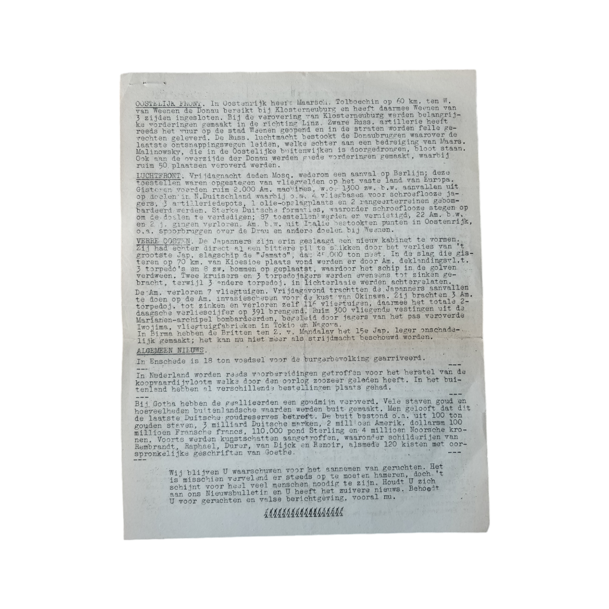 WWII Dutch Resistance Newspaper Liberation Coevorden | Clercq Militaria