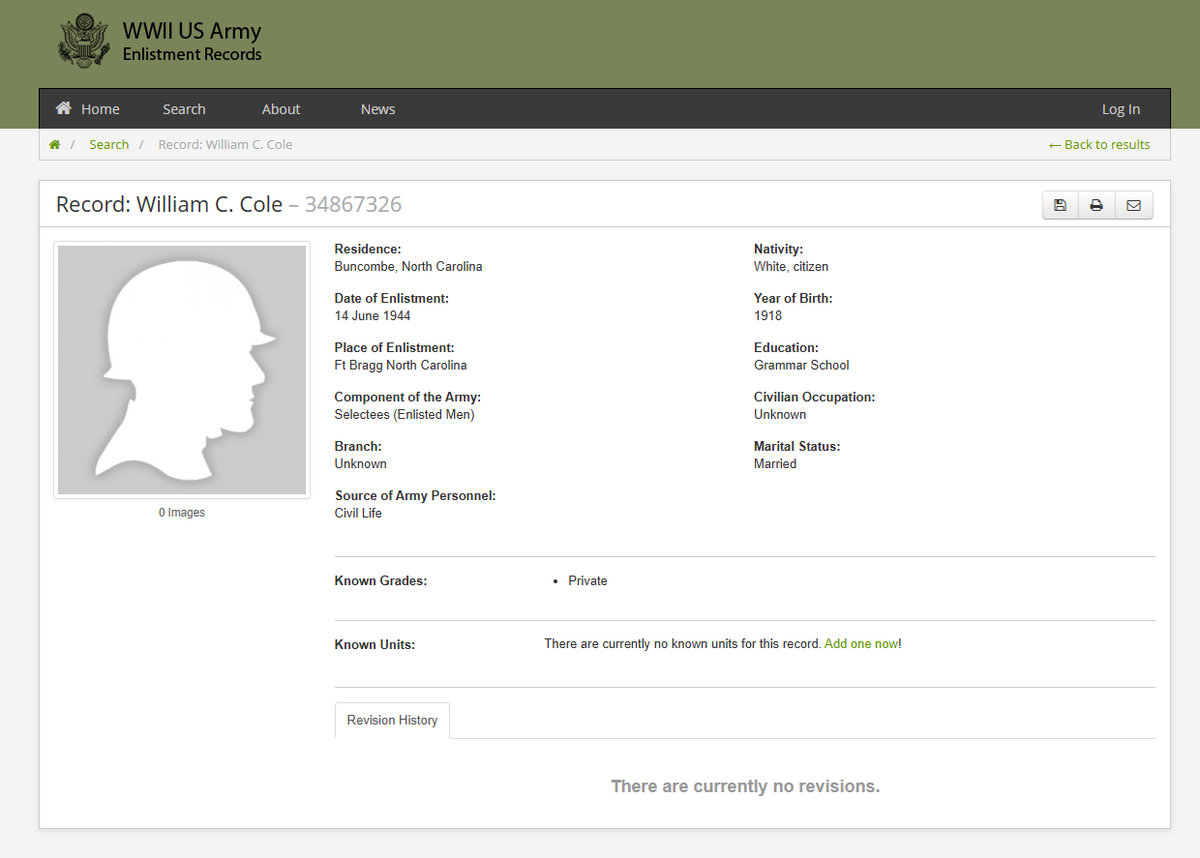 WWII US Army Record Document | Clercq Militaria
