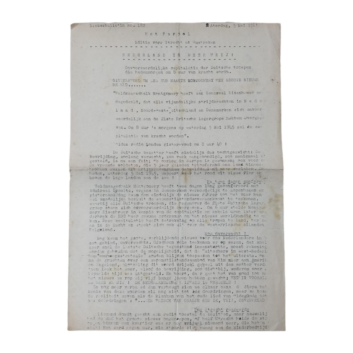 WWII Dutch Resistance Newspaper Liberation | Clercq Militaria