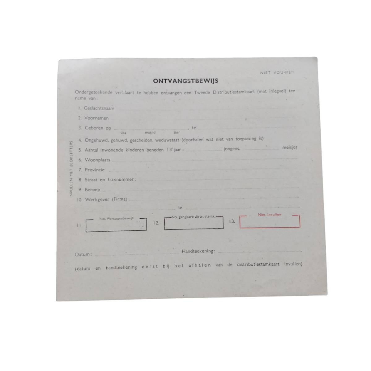 WWII Dutch Ontvangstbewijs DSK Breda | Clercq Militaria