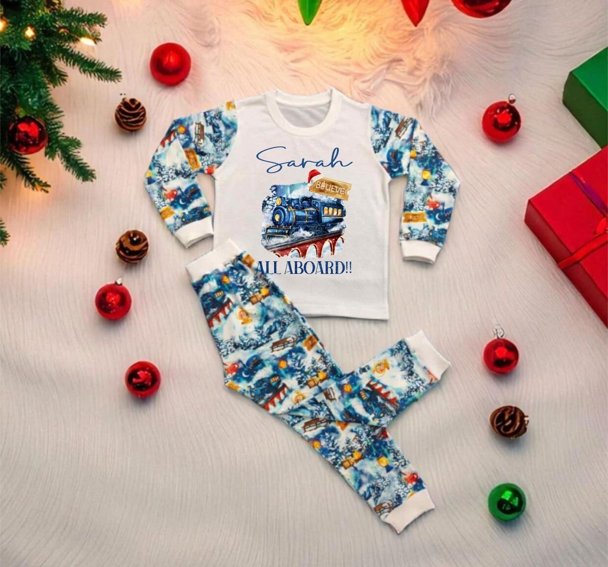 -Polar Express Christmas Pyjamas -LONG | Personalised By Paula