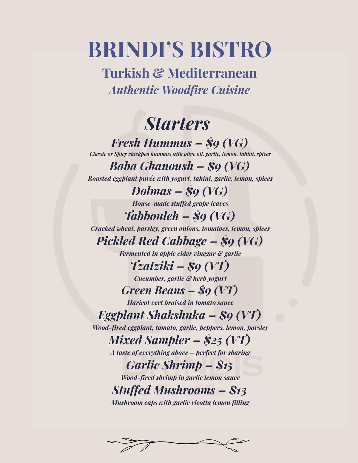 Menu | Brindis Bistro &Bar
