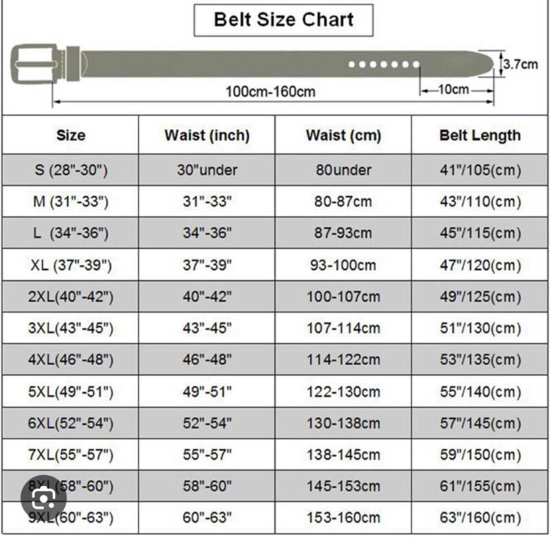 Belt Size Chart Belts By Jas Belt Size Chart Belts By Jas