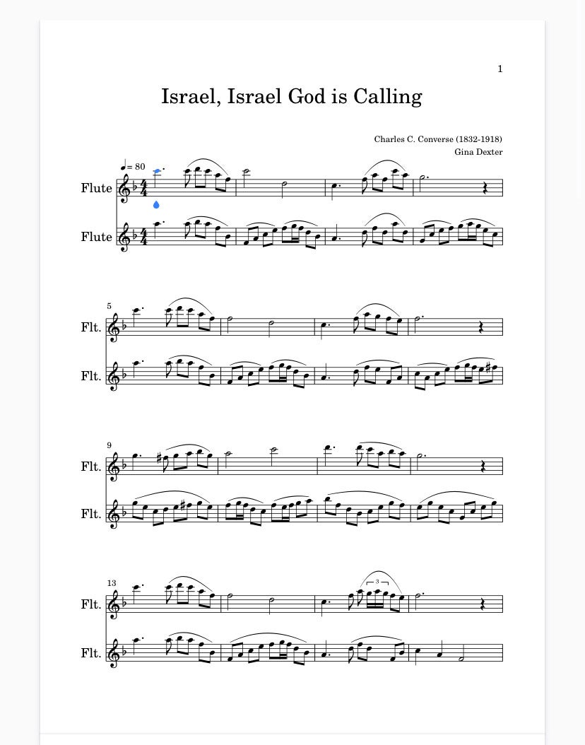 Israel Israel God is Calling-Flute Duet | Ginaflute