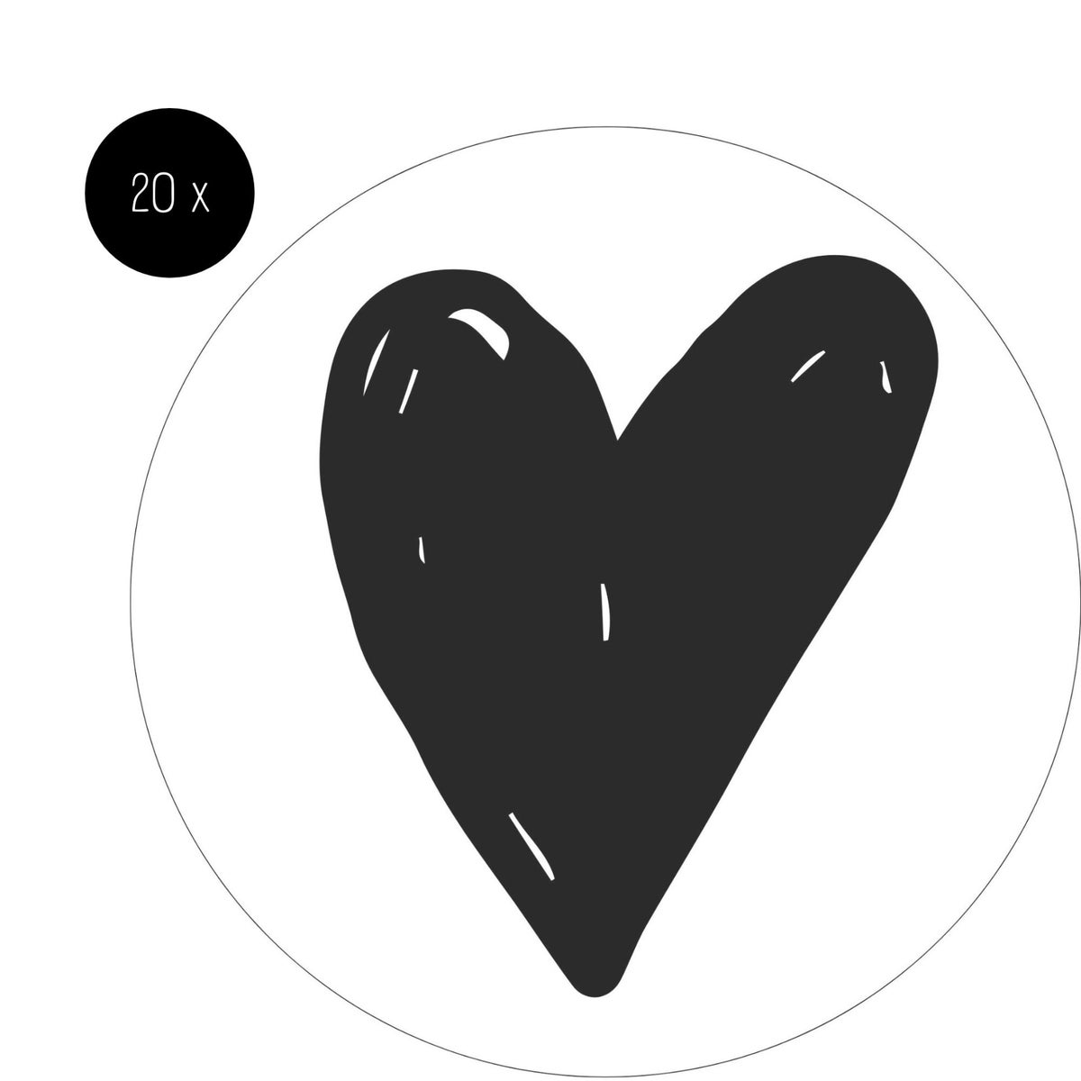 Zwarte Hart Stickers | Sluitstickers Envelop | Huwelijk Geboorte Feest