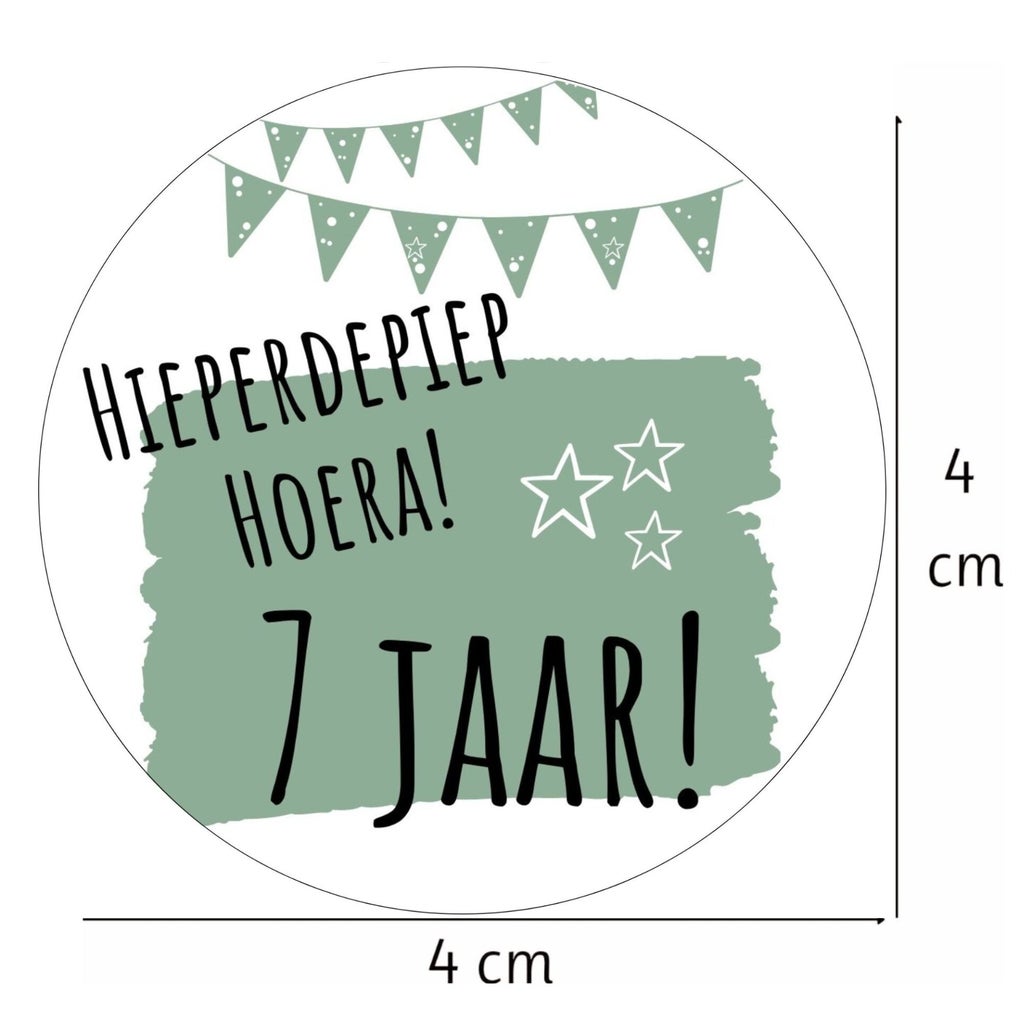 7 Jaar Verjaardag Groene Stickers | Trakteren | Kinderfeest