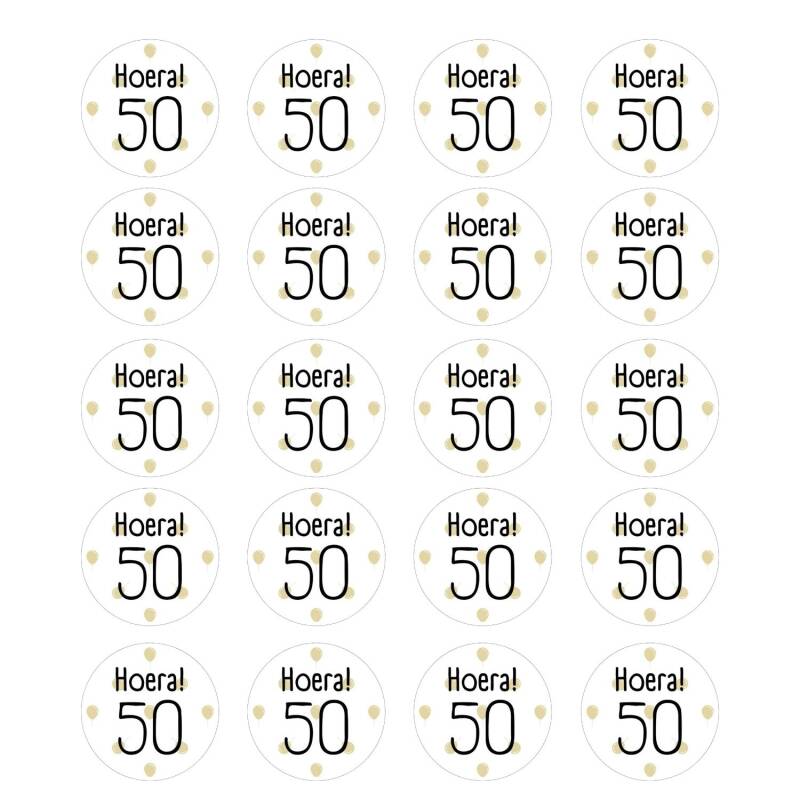 Hoera 50 stickers - Abraham Sarah verjaardag - gouden ballonnen