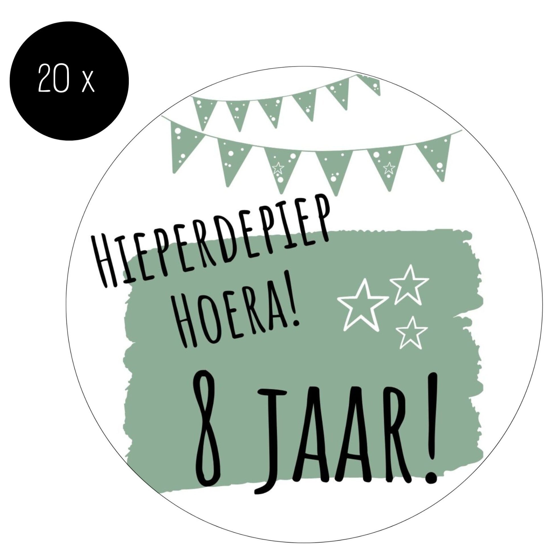 Verjaardag 8 jaar Stickers | Groen | Traktatiestickers