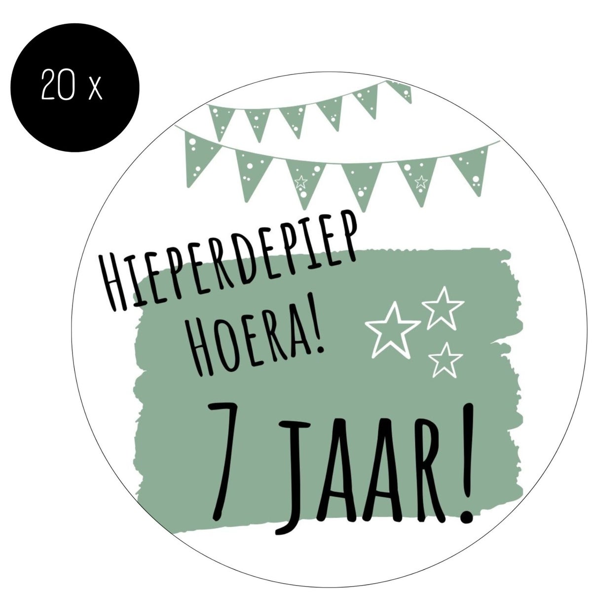 7 Jaar Verjaardag Groene Stickers | Trakteren | Kinderfeest