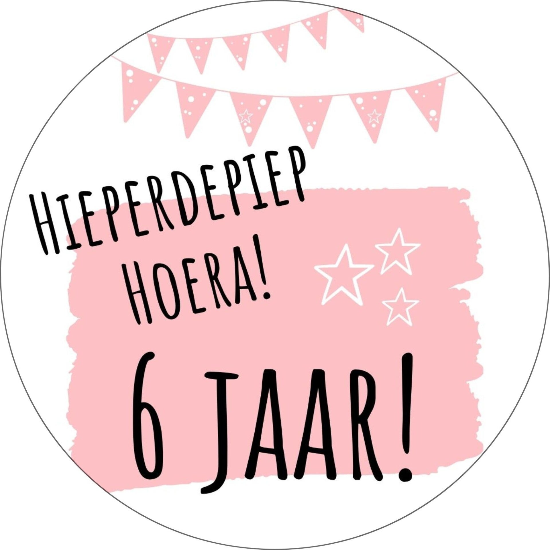 Traktatiestickers | 6 jaar | Uitdelen | 20 Stickers | Roze