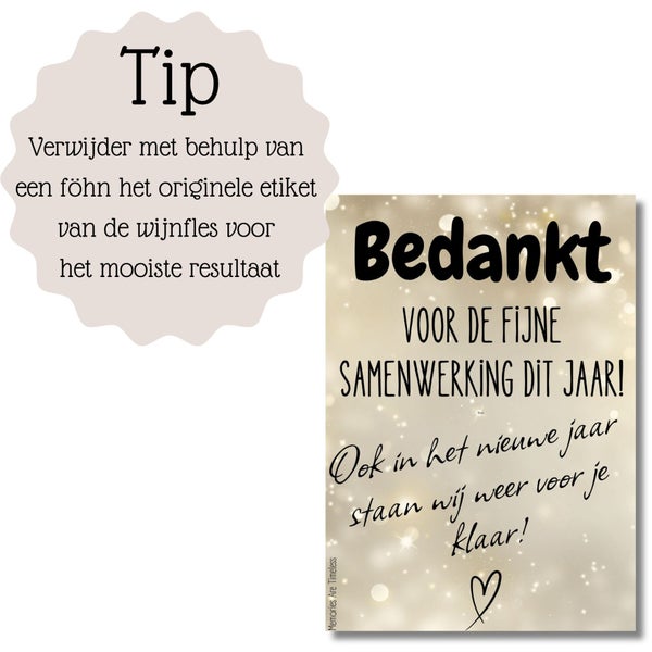 Bedankt wijnetiket samenwerking – Personaliseerbaar