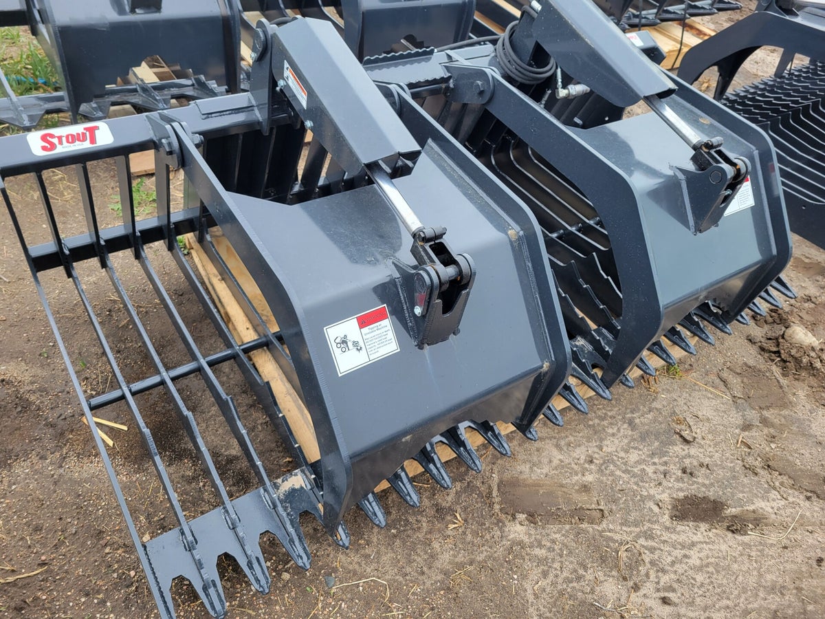 Stout 78-3 rock bucket grapple | Moore Attachments