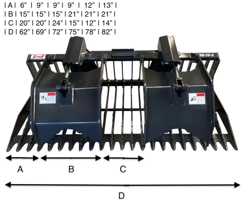 Stout 82-3 rock bucket grapple | Moore Attachments