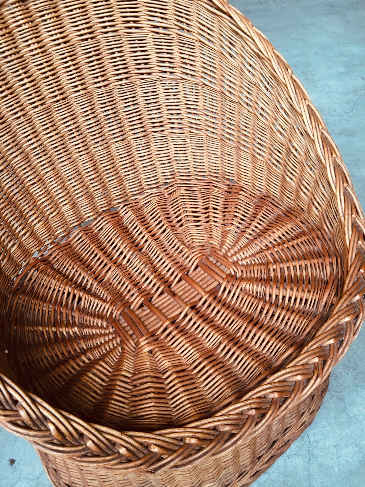 1950's Boho Design Wicker Egg Basket Lounge Chair Set