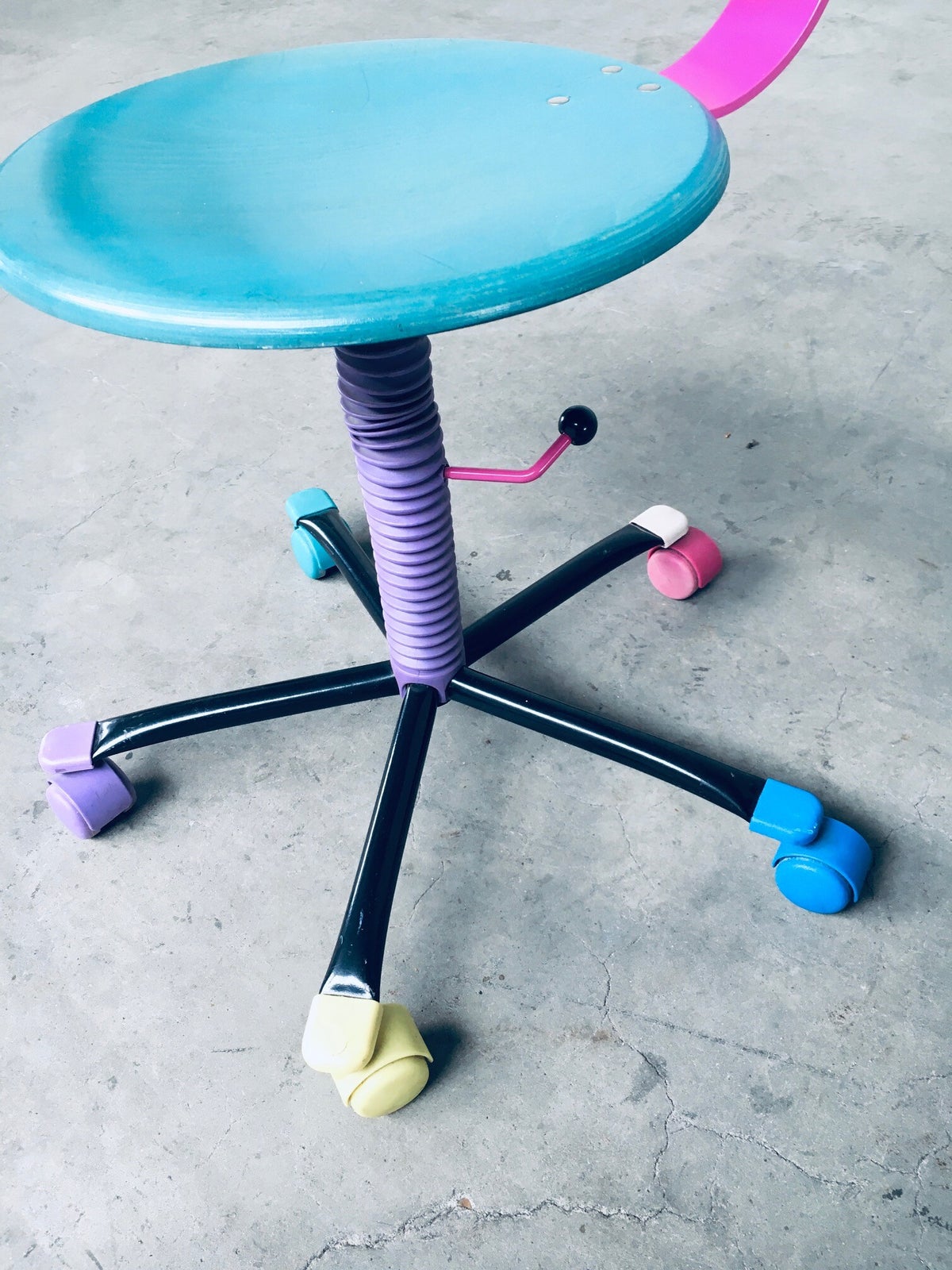 1980's Memphis Design Style Colorful Desk Office Chair