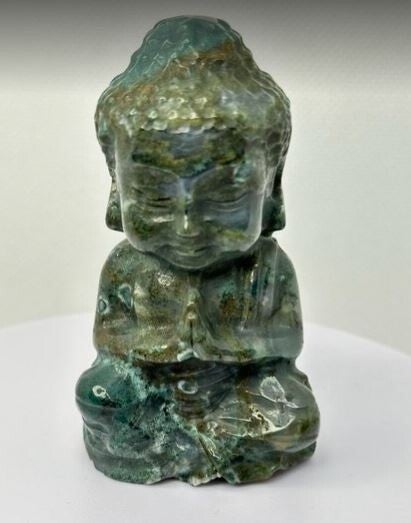 Sitting Buddha - Moss Agate | Polly's Crystals