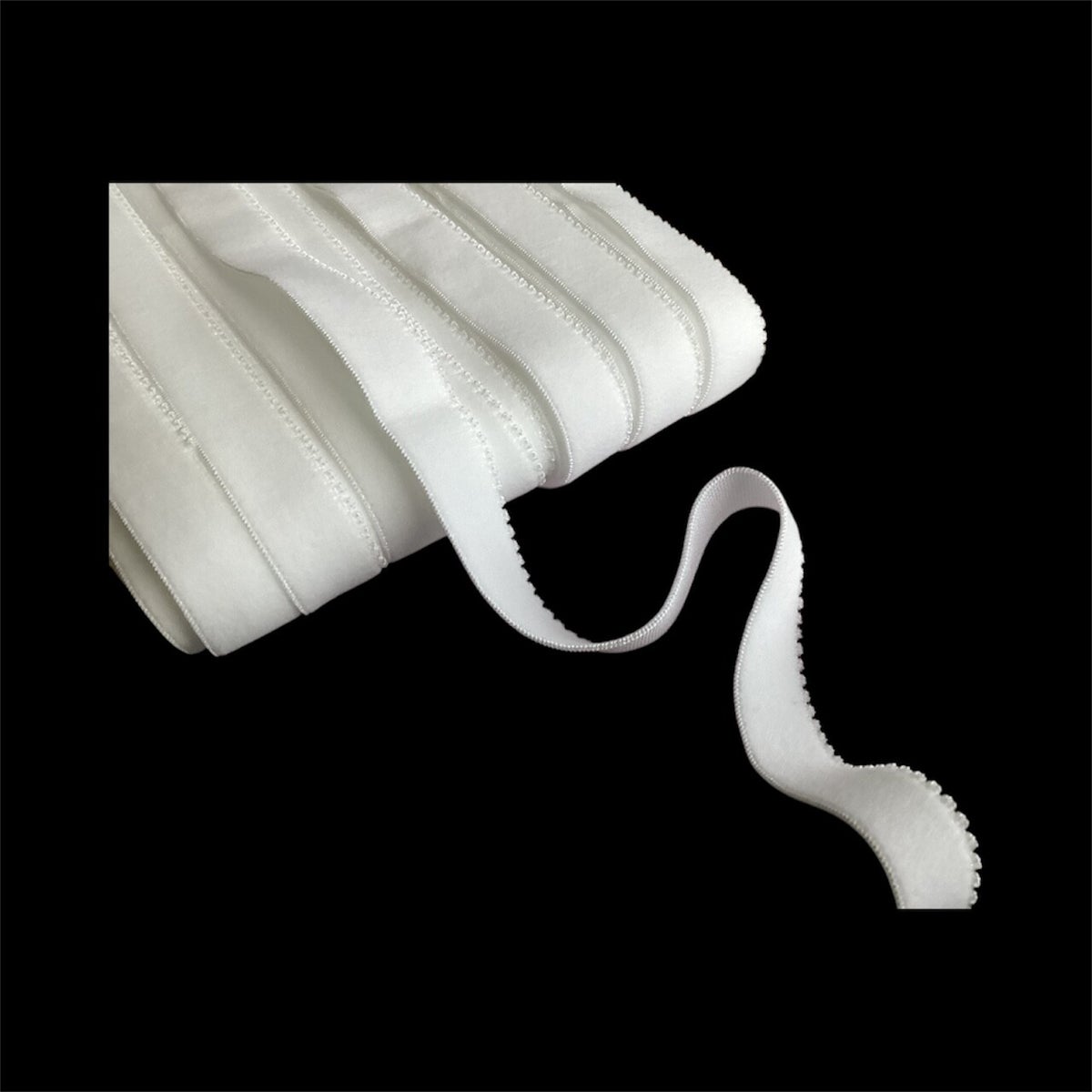 19mm white picot edge elastic | Bratastic fabrics