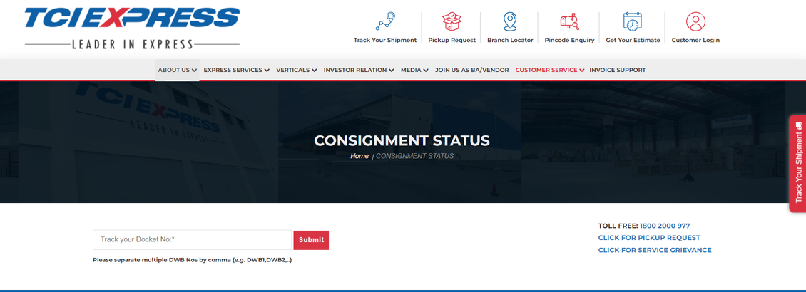 TCI Express Tracking | Official Website