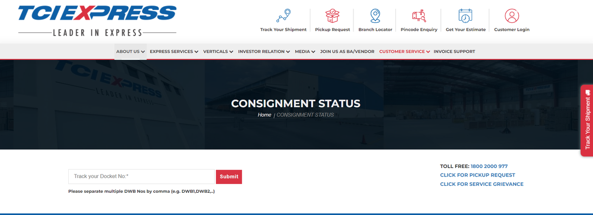 TCI Express Tracking | Official Website