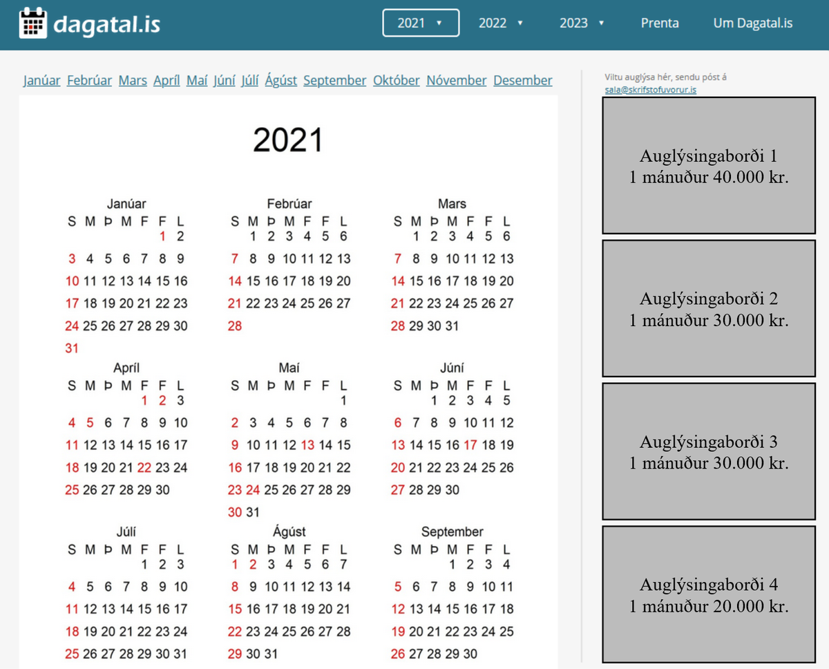 Um Dagatal.is | Dagatal.is