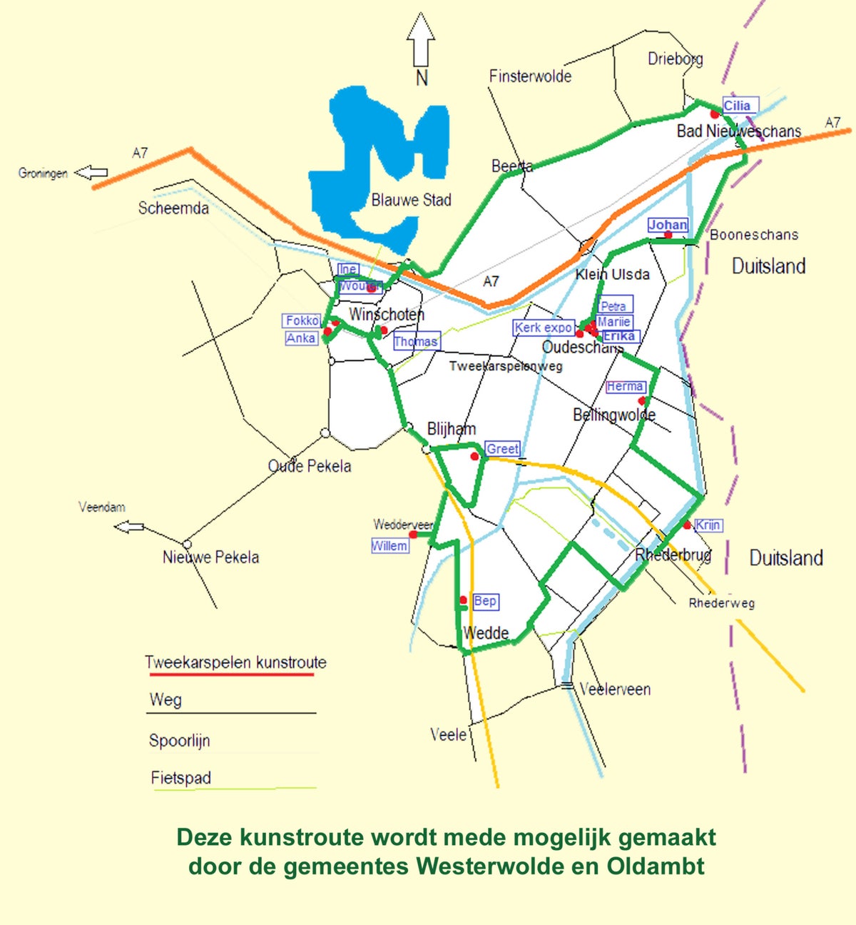 De route | Tweekarspelen kunstroute