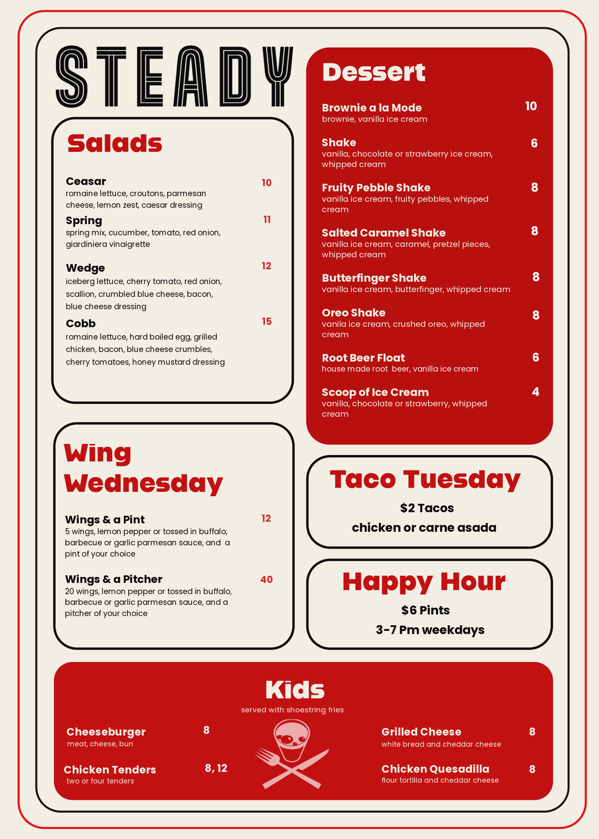 Menu | STEADY