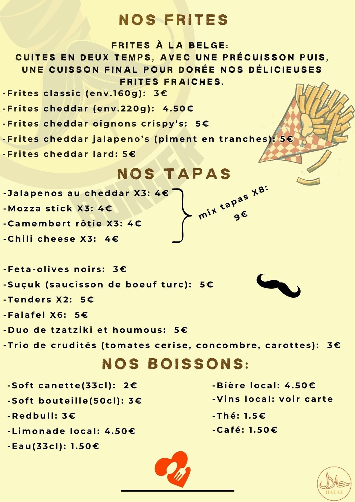 Menu | moustache burger