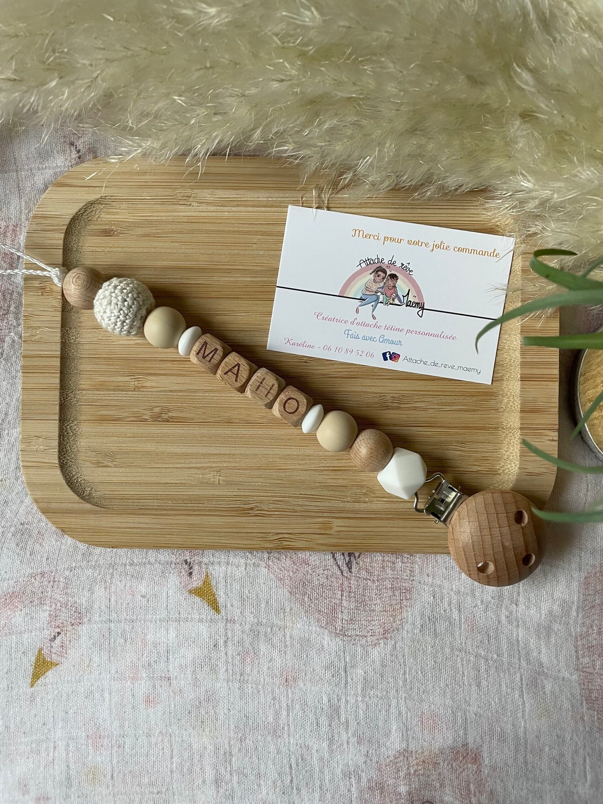 Attache tétine Beige | Attache de rêve maëmy