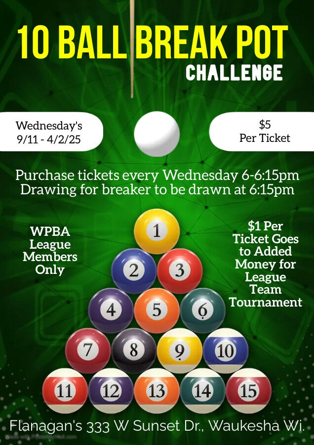 10 Ball Break Pot Challenge | Waukeshacoedpool